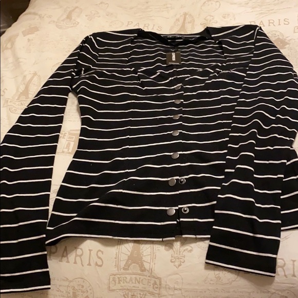 Express | Tops | Striped Shirt With Stretch Buttons In Front | Poshmark